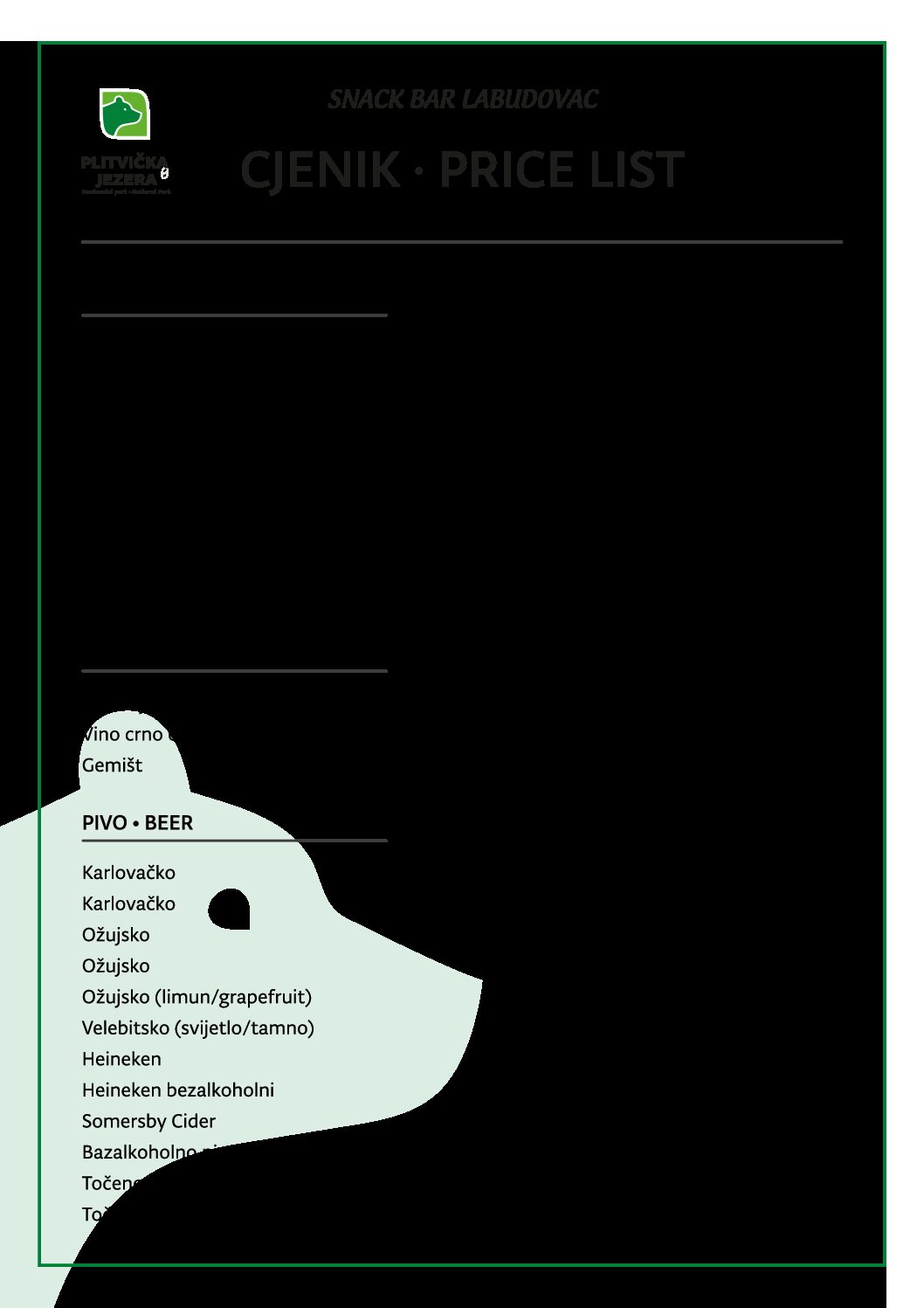 Snack-bar-Labudovac - Nacionalni park "Plitvička jezera"